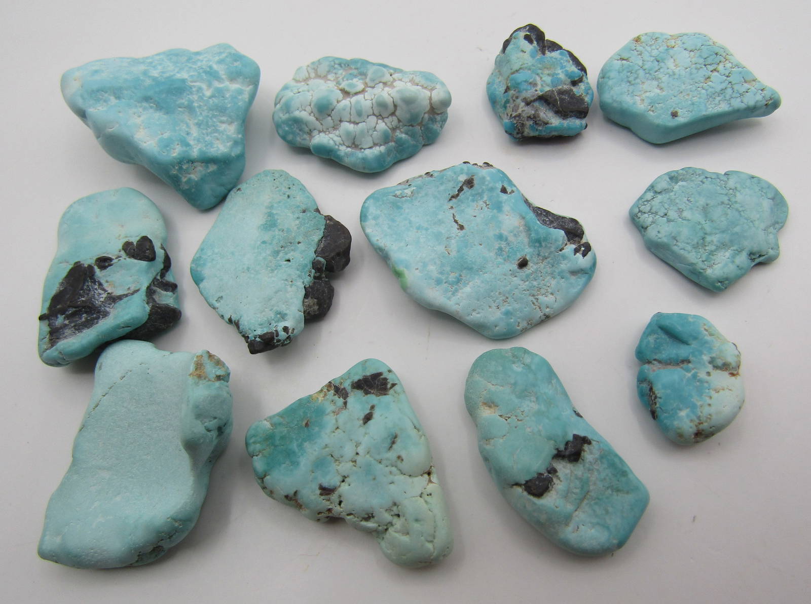 12pc Natural Carico Lake Nevada Turquoise Auction