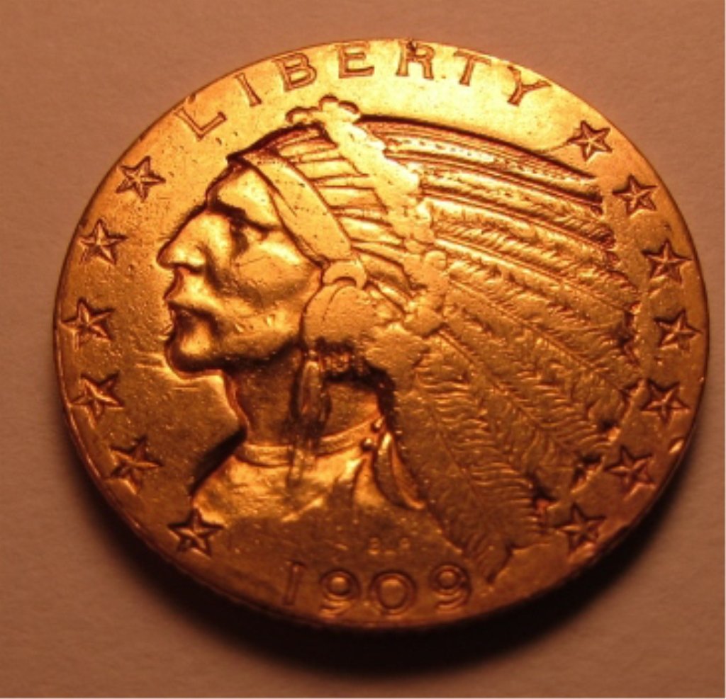 US 1909 $5 DOLLAR GOLD INDIAN COIN UNC - Aug 31, 2014 | Imperial ...