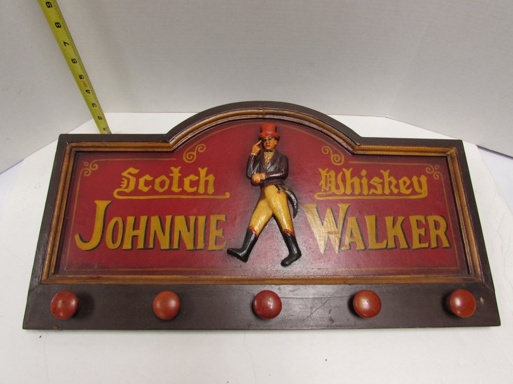 Johnnie Walker Sign Scotch Whiskey Wood Advertisement