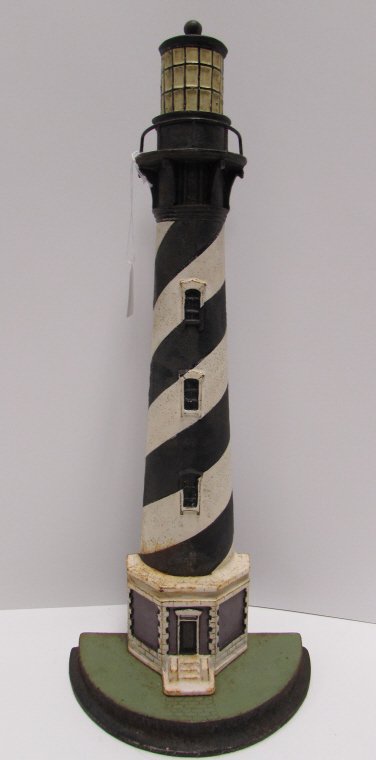 1920 Cast Iron Lighthouse Doorstop Cape Hatteras 21"