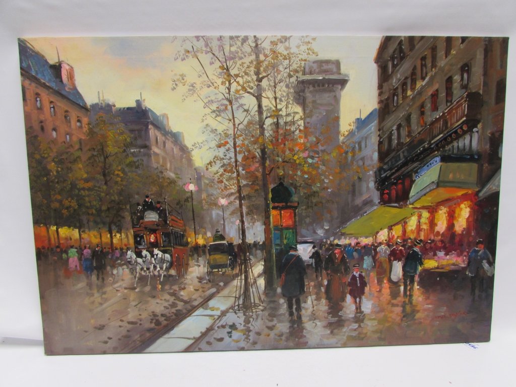 MAX TAYLOR, OIL ON CANVAS, PARIS STREET SCENE