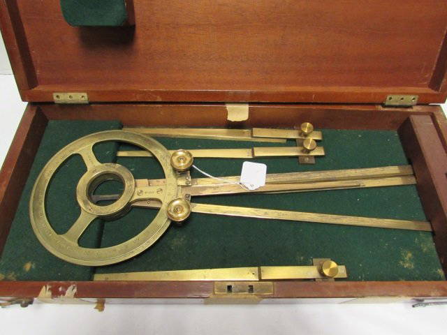 H Hughes & Son London Brass Ship's Compass & Box