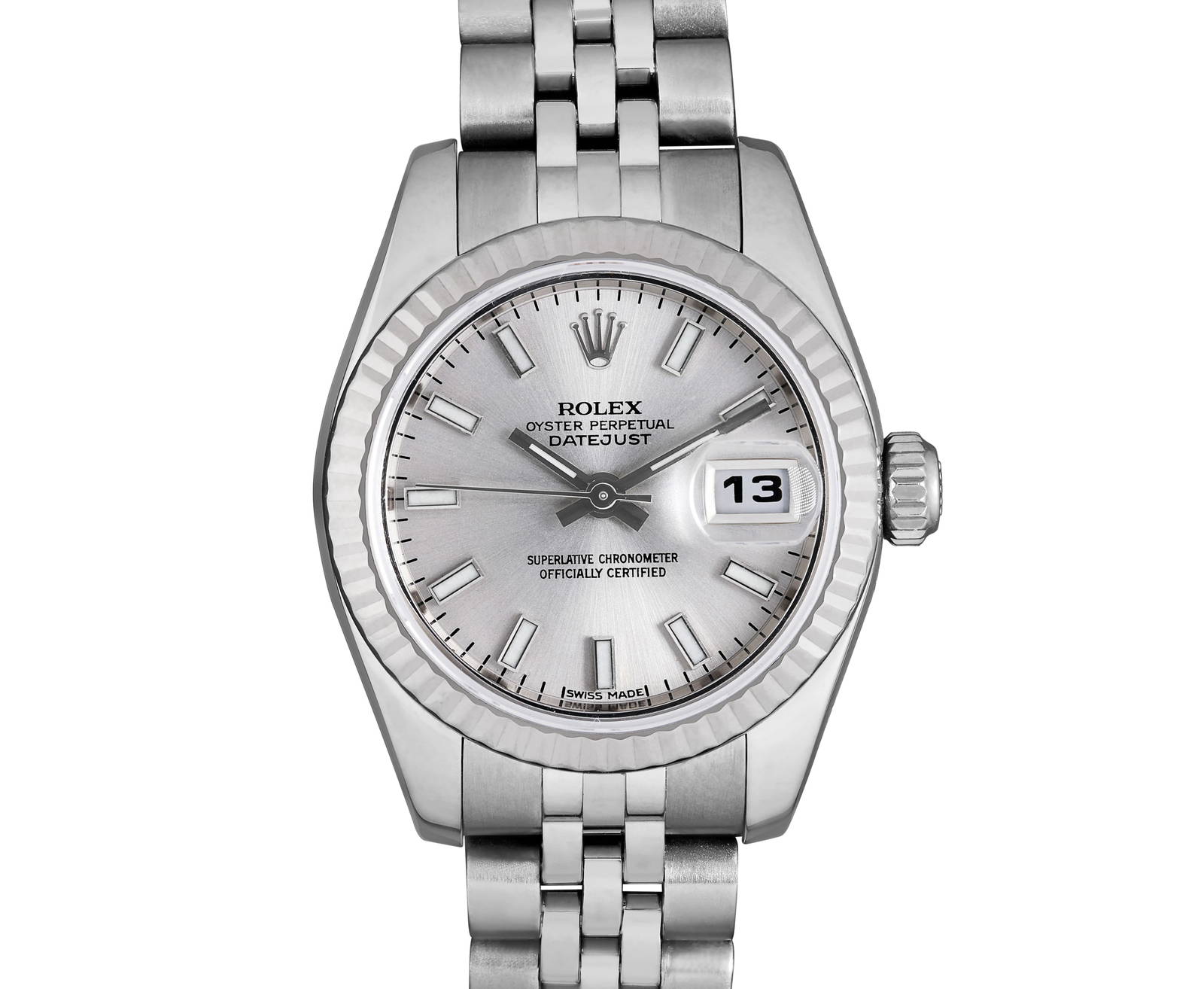 Rolex Ladies Silver Index Hidden Clasp Jubilee Watch Auction