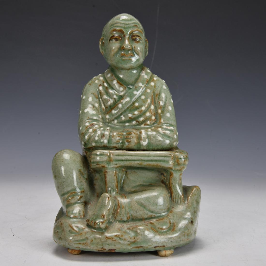 Chinese Ming Long Quan Glazed Luo Han Figure