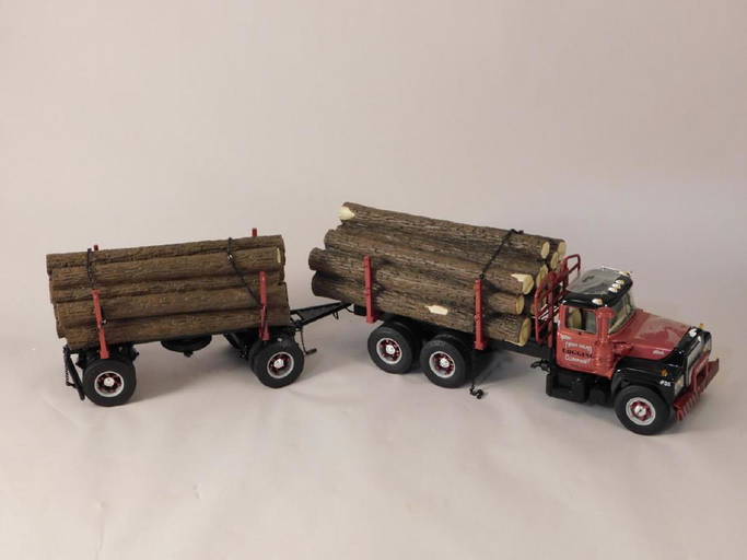 Mack R Model Logging Diecast Truck With Trailer