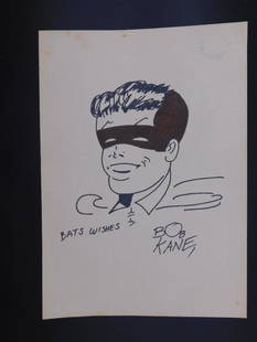 Bob Kane Dc Comic Artist Signed And Gallery Stamped