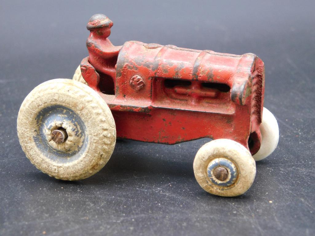 Red Tractor With Driver Toy Vintage Antique