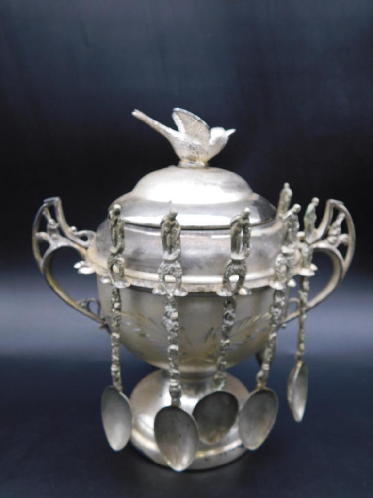 ANTIQUE SUGAR BOWL WITH SPOONS ITALIAN VINTAGE SERVING WARE - Sep 05 ...