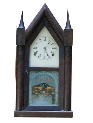 Cathedral Mantel Clock With Key Vintage Antique