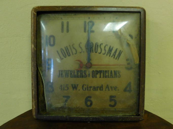 Louis S Grossman Jewelers And Opticians Advertising Clock Vintage Antique