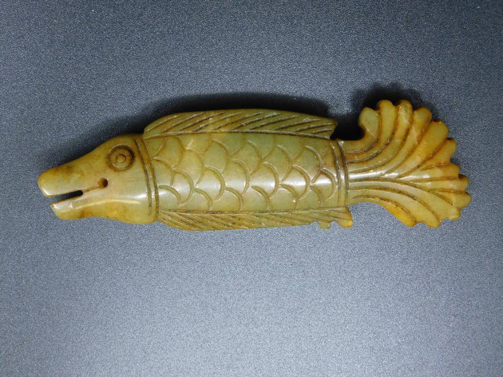 Carved Jade Fish Vintage Antique Auction