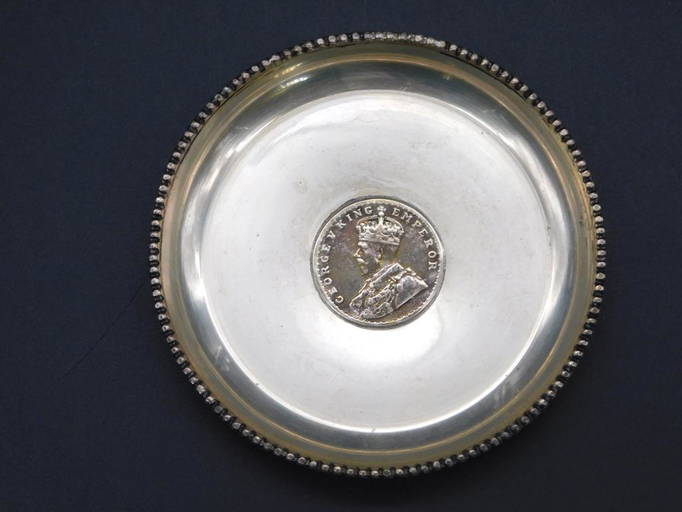 Silver Exeter Wine Coaster George V King Emperor Vintage Antique
