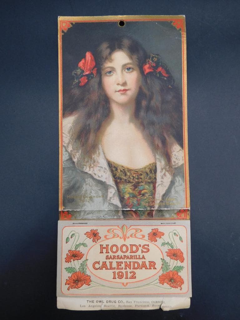 1912 Hoods Sarsaparilla Calendar Vintage Antique Ephemera Auction