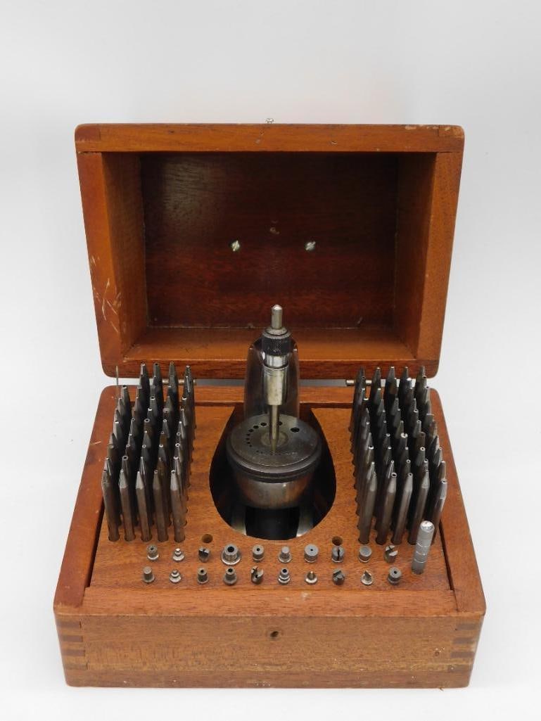 Vintage Staking Set Handheld Staking Tool Set In Wooden Box Watchmaker ...