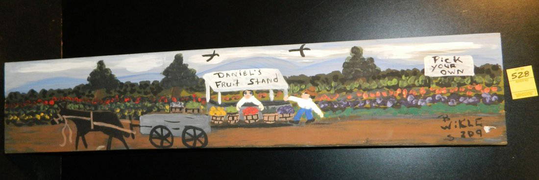 B Wikle "daniels Fruit Stand" Folk Art Painting
