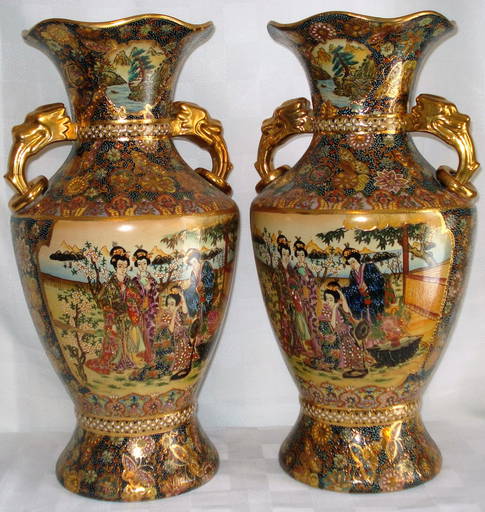 Pair Of Satsuma Style Vases
