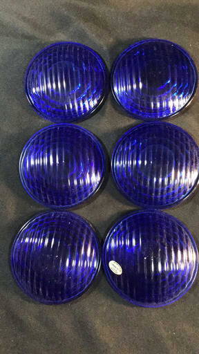 6 Blue Railroad Lens 4 1/2 Corning Approved Kopp Glass