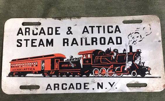Arcade and Attica Steam Railroad License Plate . (#0129) on Dec 13 ...