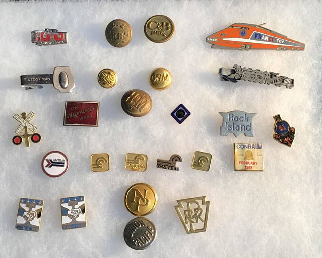 Sorted Railroad Pins & Button Collection