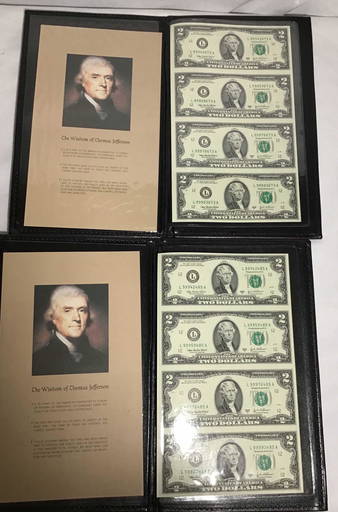 World Reserve Monetary Exchange Collectible 2 Dollar Bills Sheets