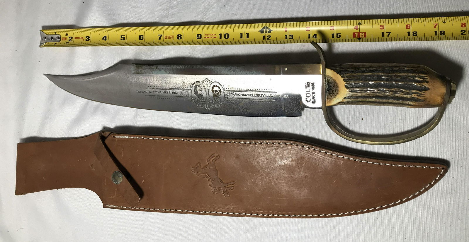 Colt Bowie Knife W/ Sheath The Last Meeting Blad Last Meeting Between ...