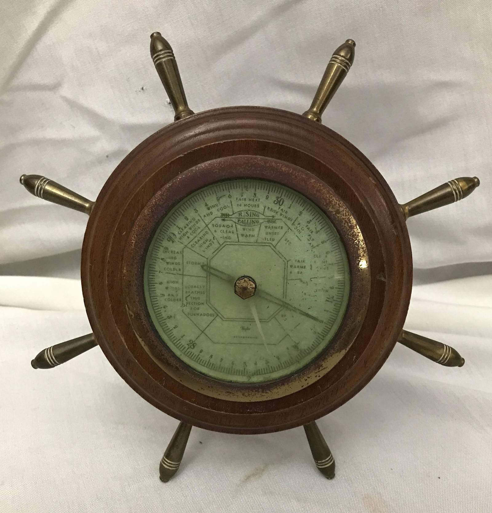 Vintage Taylor Instruments, Barometer W/brass Turns Ship Steering Wheel ...