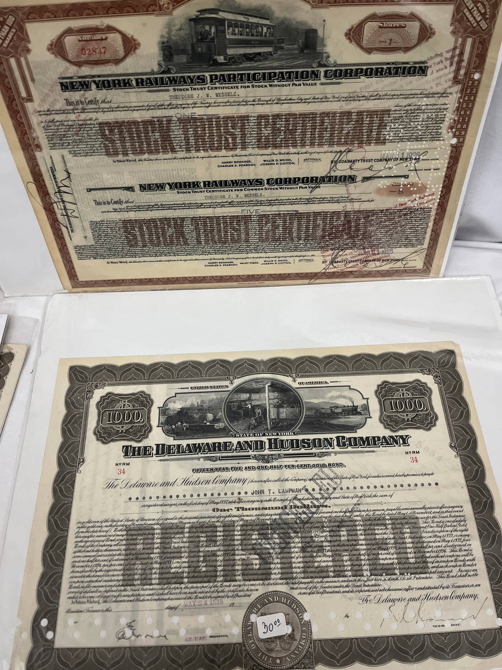 Vintage Railroad Stock Certificates (2) Auction