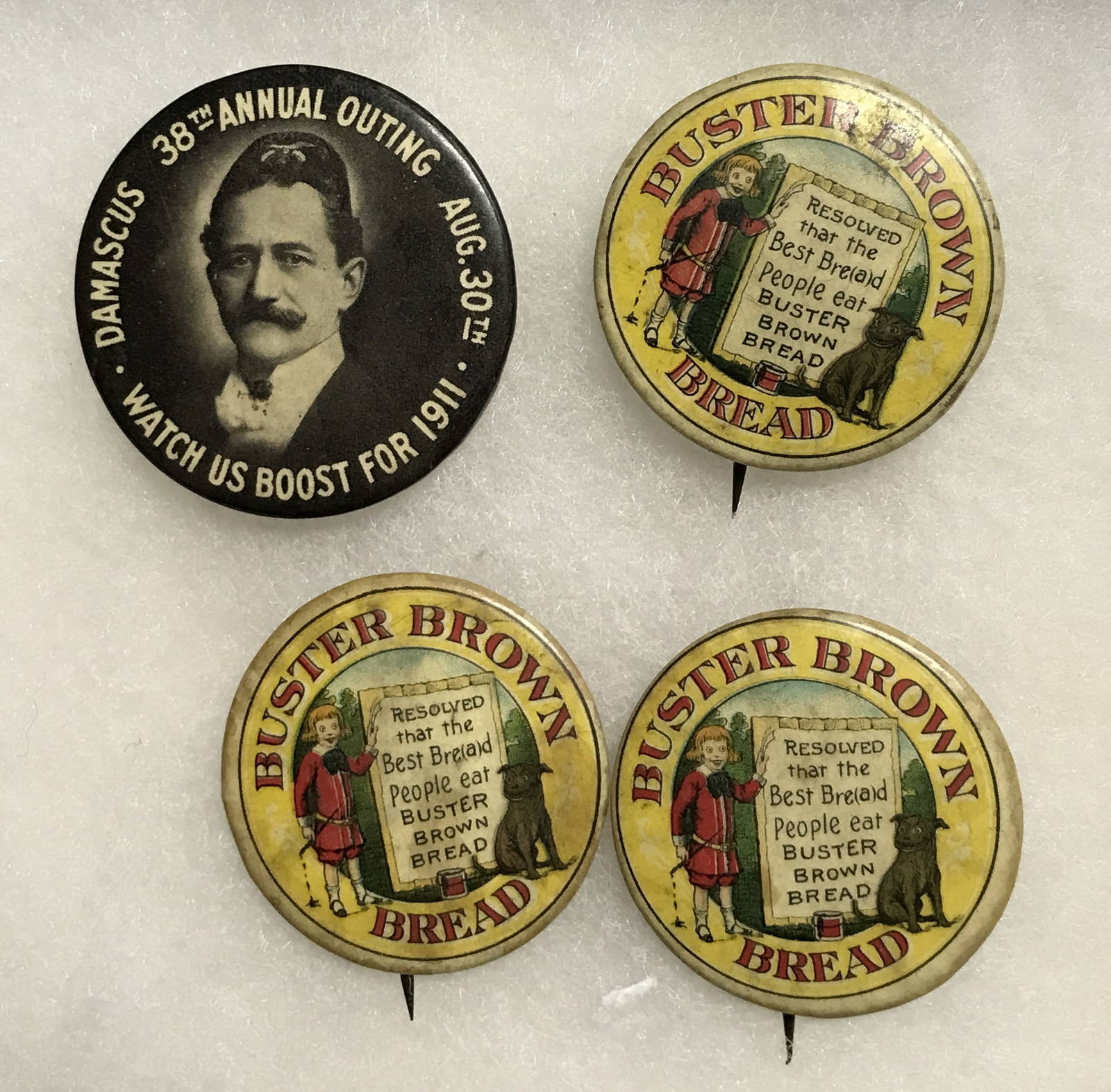 Early 1900s Buster Brown Bread Buttons & Auction