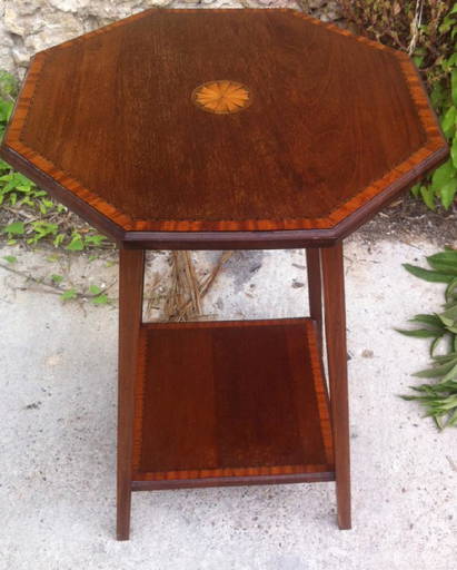 English Edwardian Octagon Shaped Inlaid Table