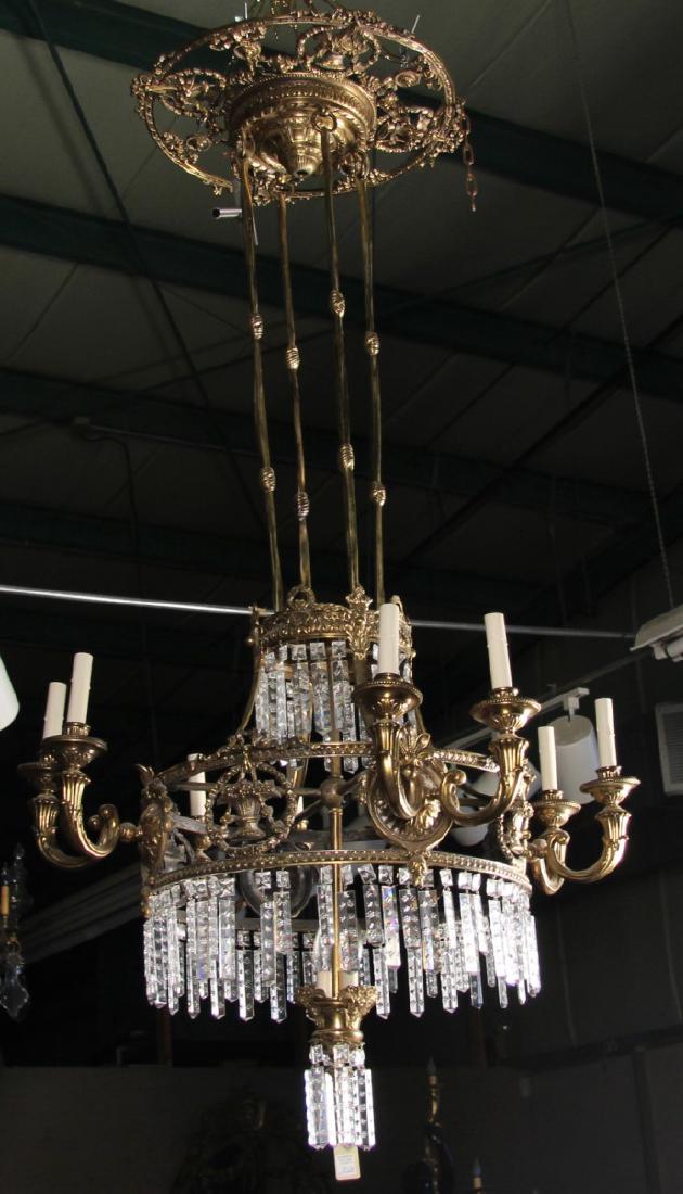 IMPRESSIVE FRENCH CRYSTAL AND BRONZE 10 LIGHT