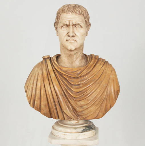 Carrara And Sienna Marble Bust Of Roman Subject