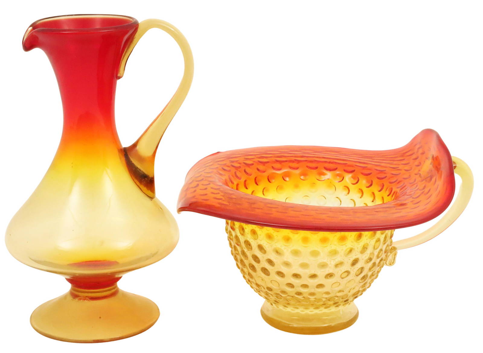 Two Pieces Of Amberina Art Glass Auction