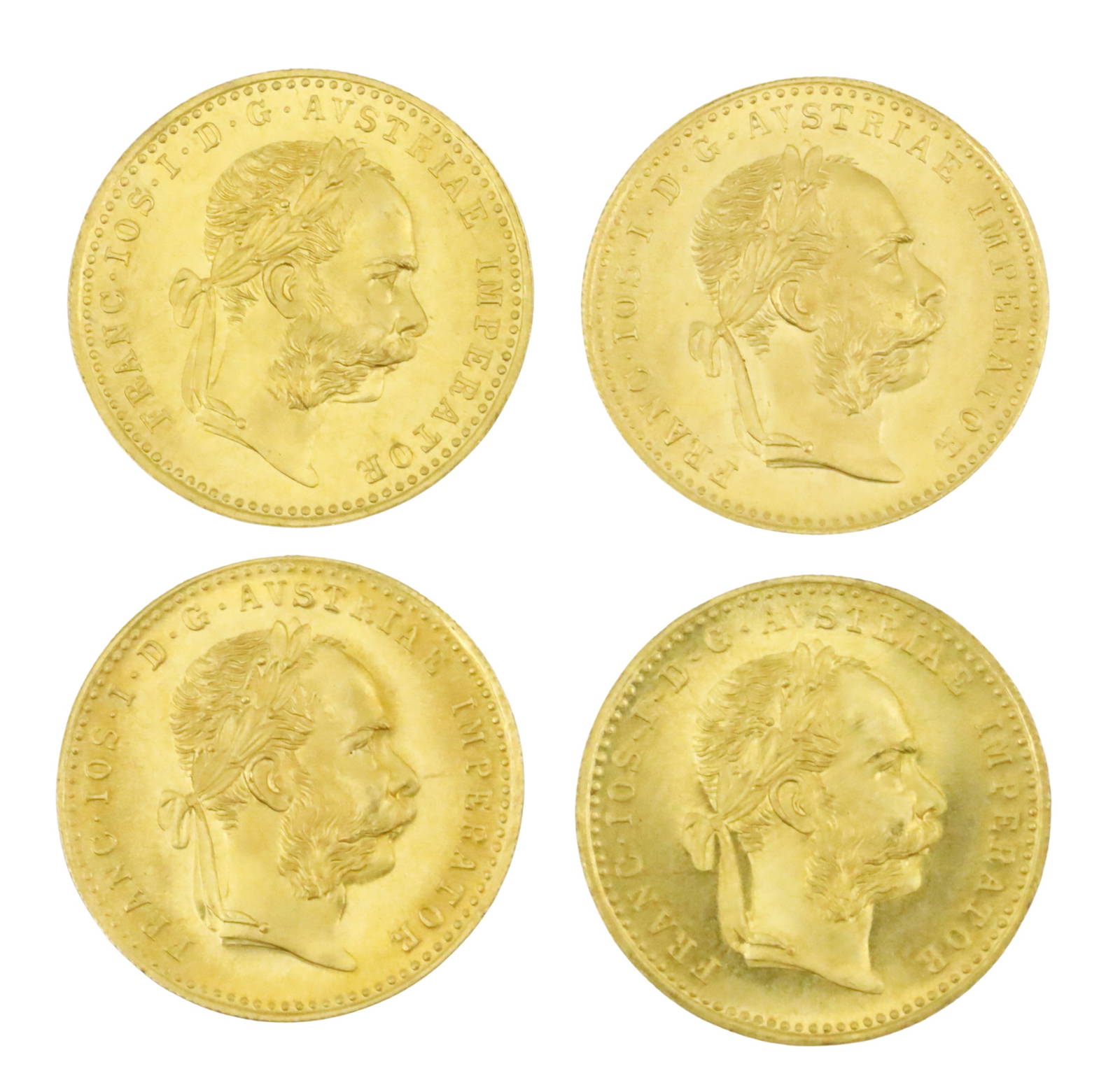 4 -1915 Gem Proof Austrian Ducat Gold Coins Auction