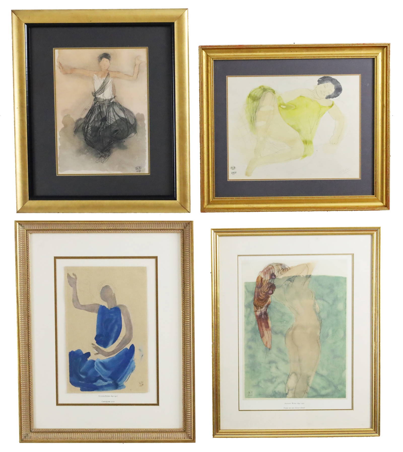 4 Female Study Lithographs, After Auguste Rodin Auction