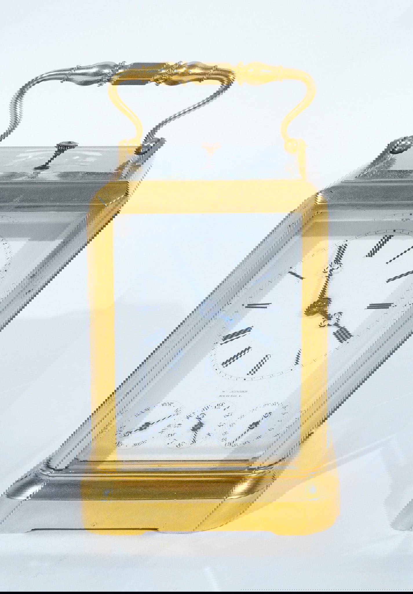 French Gilt Brass 'petite Sonnerie' Repeating Carriage Clock With Day ...