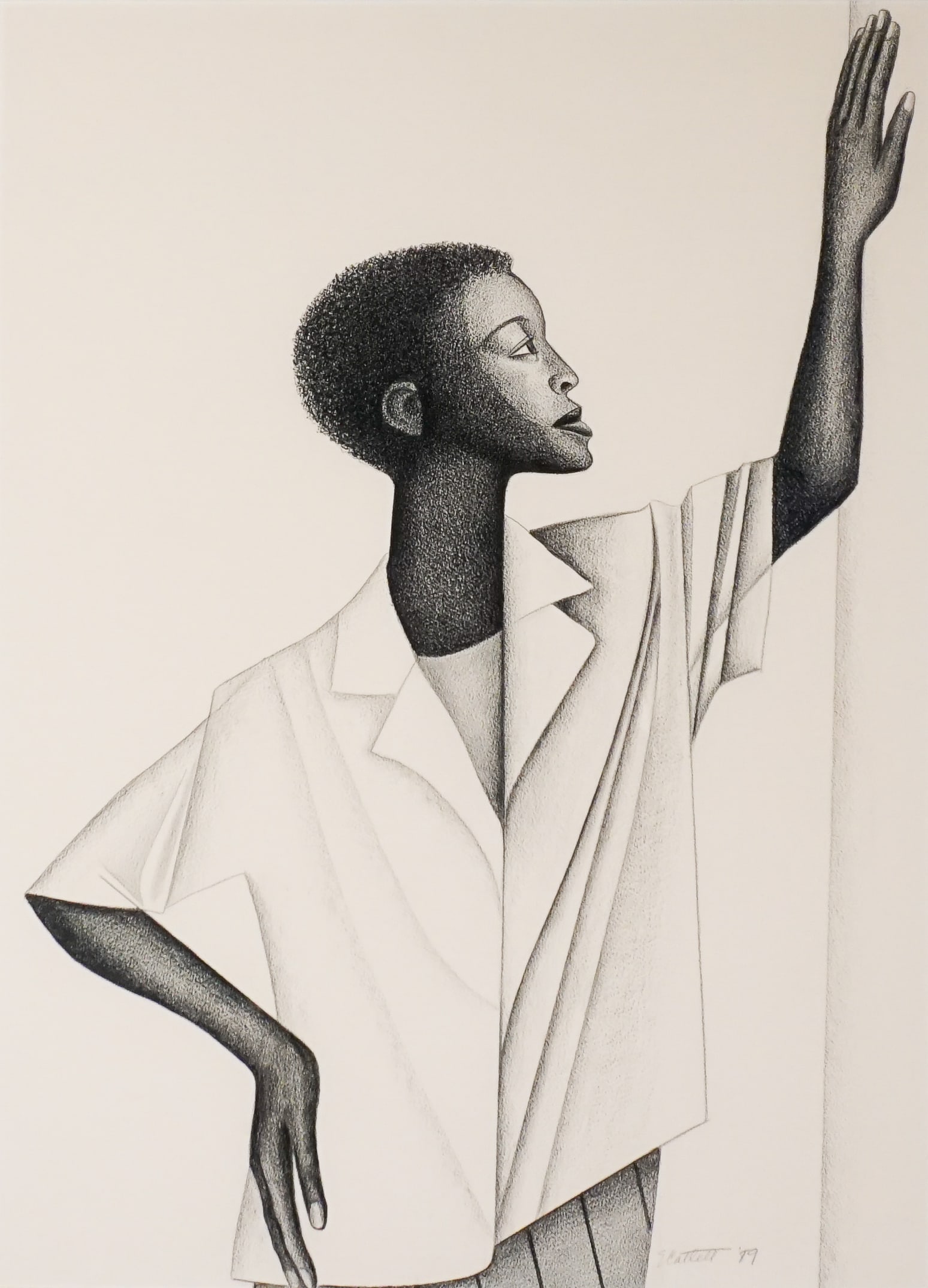 Elizabeth Catlett (american 1915-2012), Portrait Of A Woman, Charcoal ...