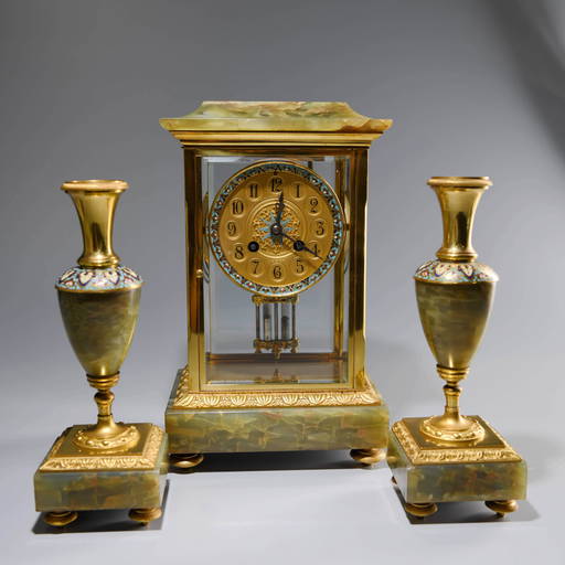 A Set Of Jade Desk Clocks, 3pieces