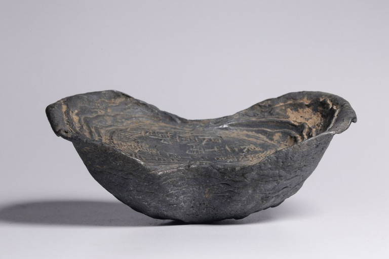 Silver Cast And Incised Sycee