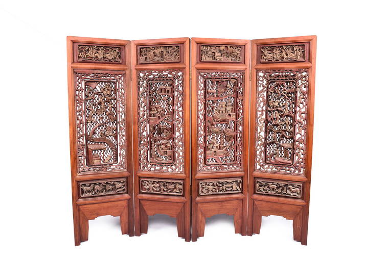 SET OF FOUR OPENWORK CARVED WOODEN FLOOR SCREENS - Mar 12, 2022 | Mega ...