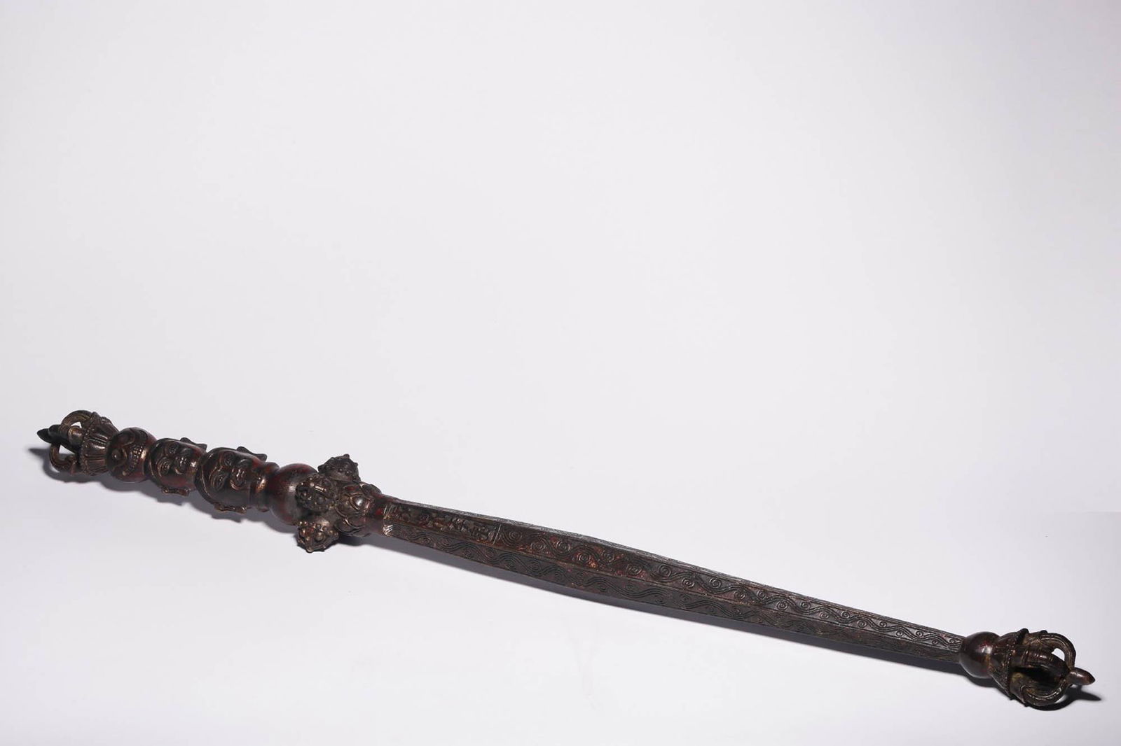 Parcel Gilt Bronze Cast Ritual Staff