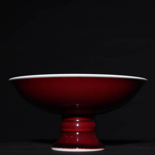 The Old Collection Qianlong Year Red Glaze High Foot Plate