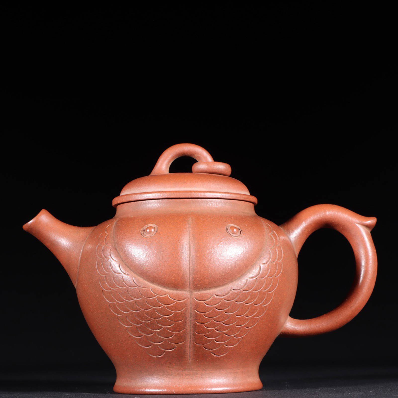 The Old Collection Of Double Fishes Zisha Teapot With Mark Of Zhou ...