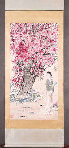 Xu Beihong Merlin Figure Vertical Axis Jing Mounted