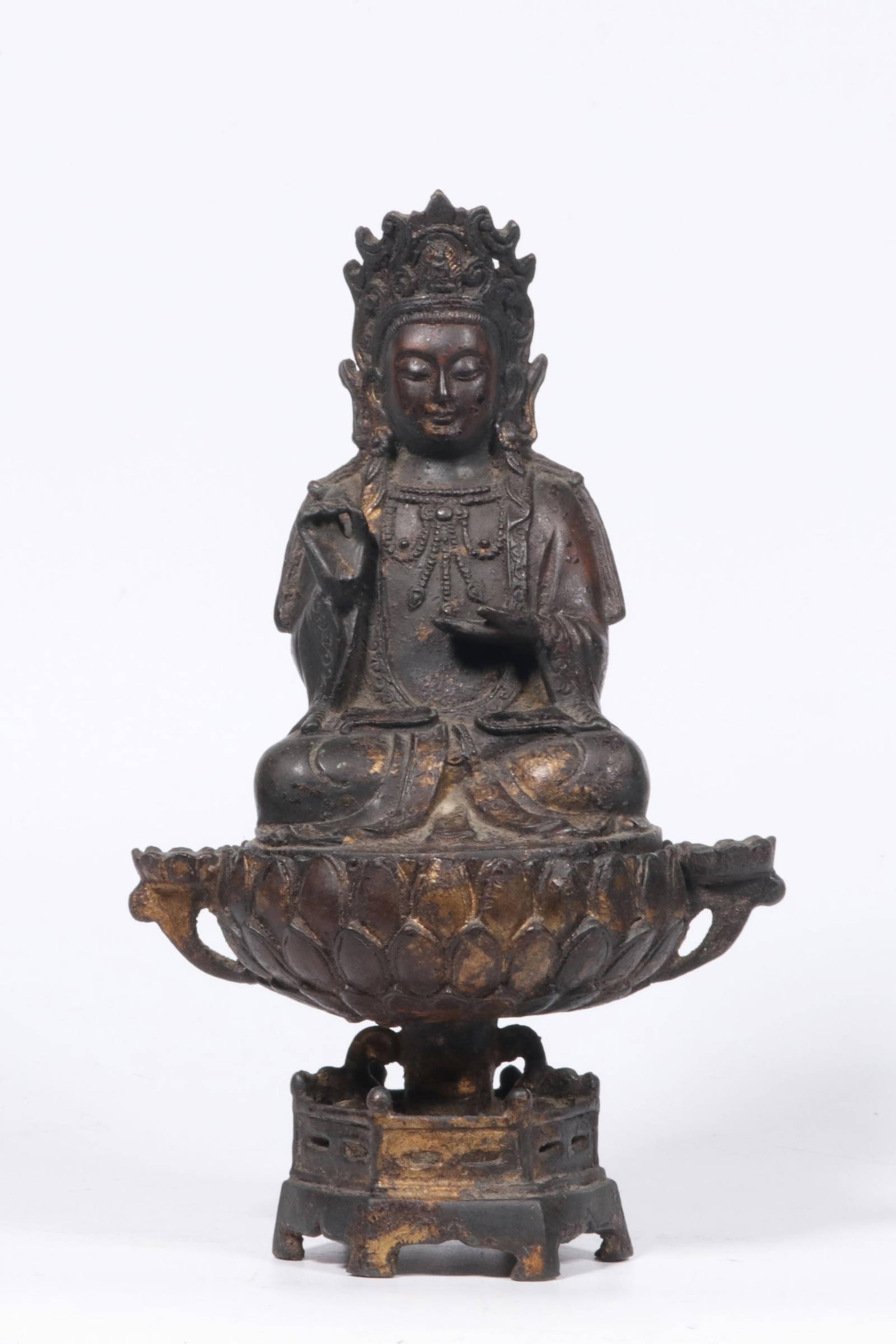 Qing Dynasty ? Ming Yongle Nian Shi Bronze Lacquer Gold Seated Guanyin ...