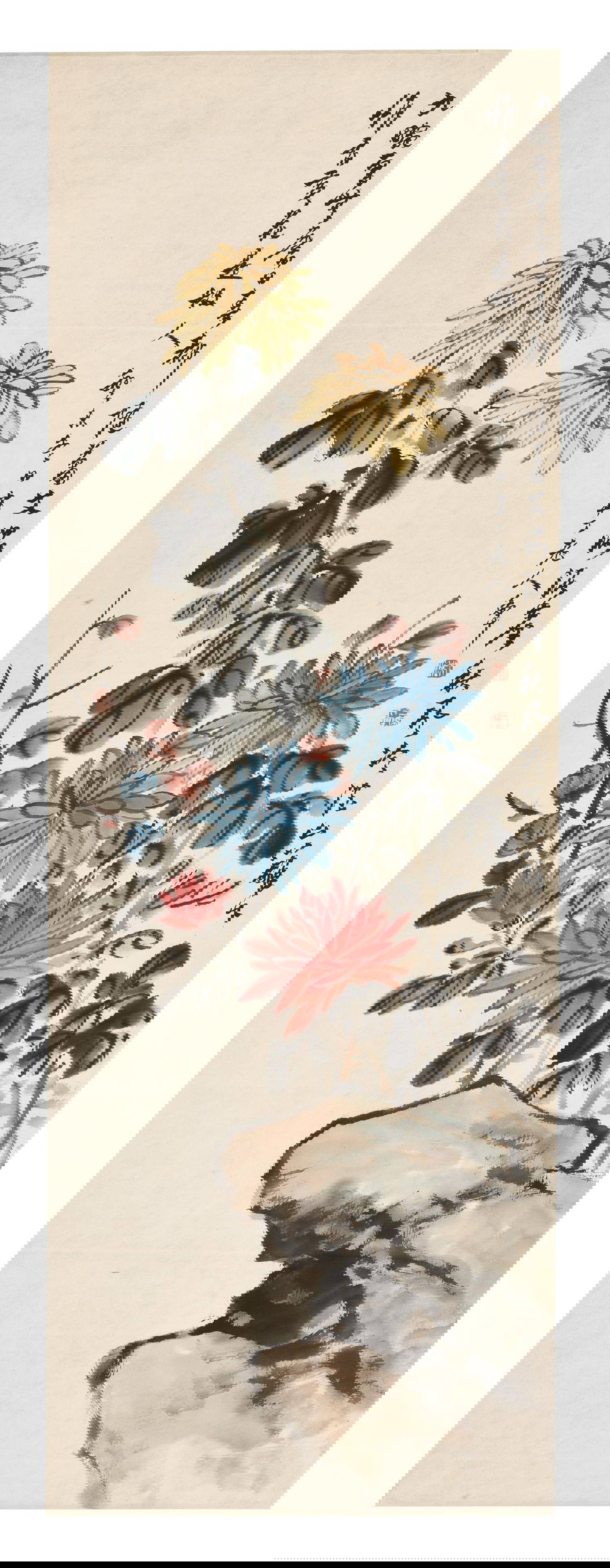 Chen Banding: Ink And Color On Paper Painting 'chrysanthemum Flowers ...