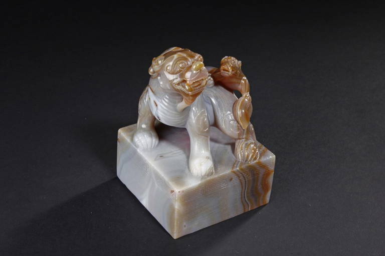 Carved Agate 'mythical Beasts' Seal