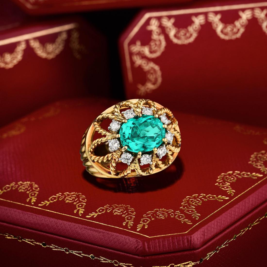 Cartier Brazilian Paraiba Tourmaline and Diamond Ring