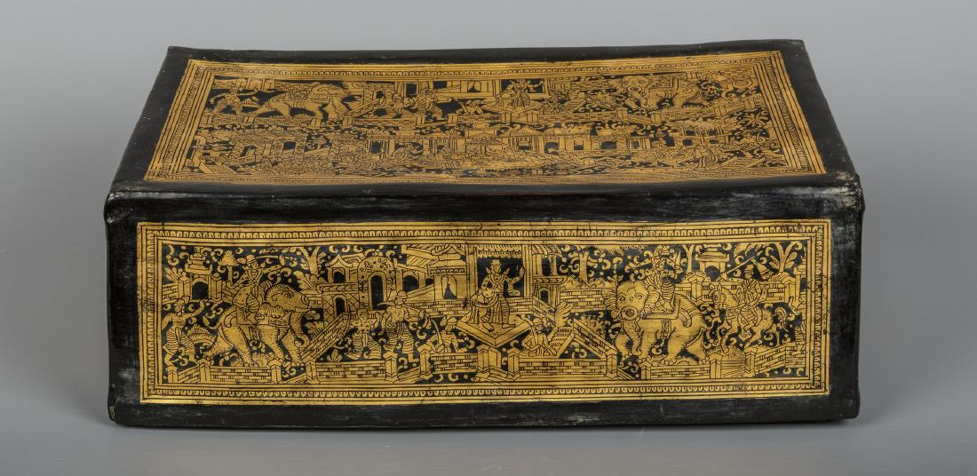 19th Century Burmese Shwe Zawa Lacquerware Box