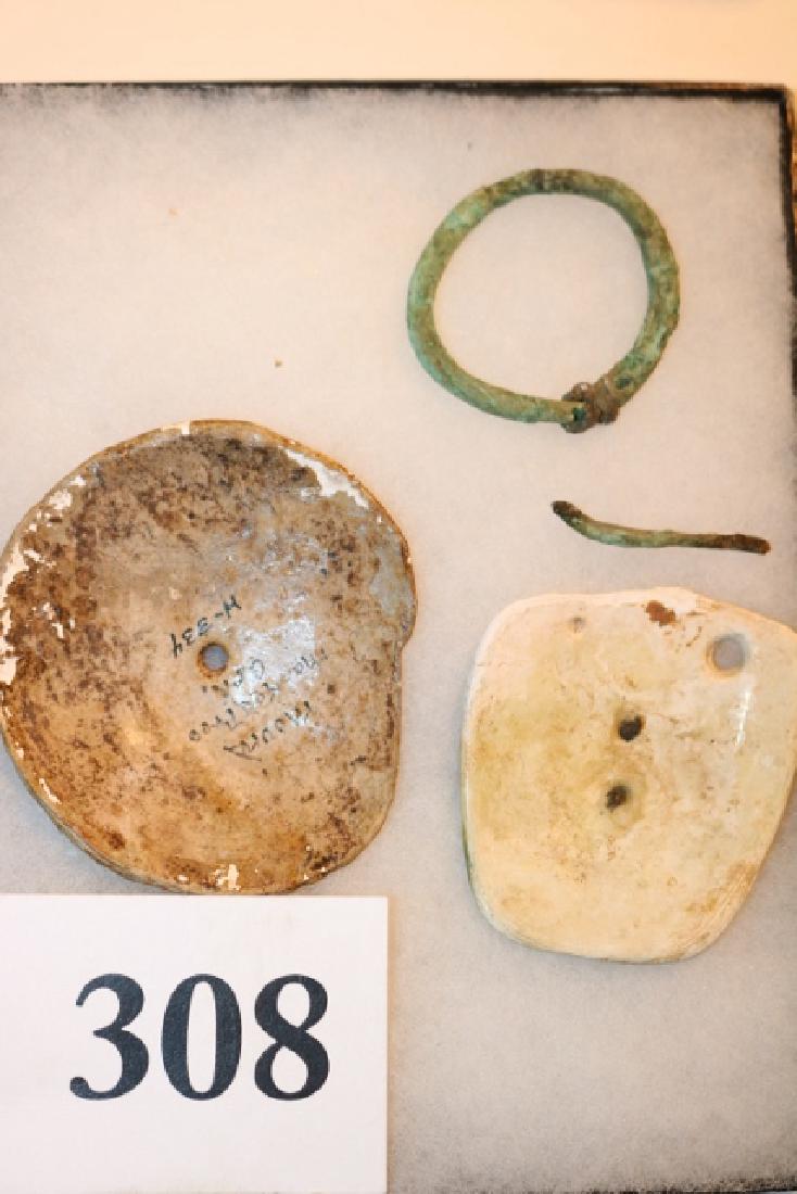 Circular Shell Gorget, 3 Hole Shell Gorget, Copper Ring