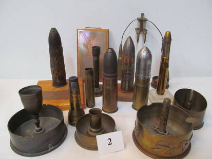 Pair Of World War Ii Trench Art Candle Sticks